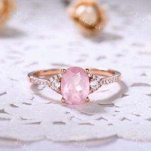 Rose Quartz Engagement Ring Etsy