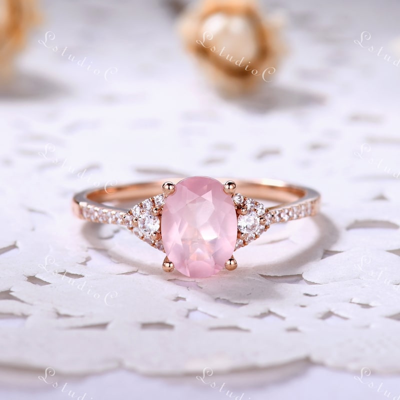 Rose Quartz Engagement Ring - Etsy