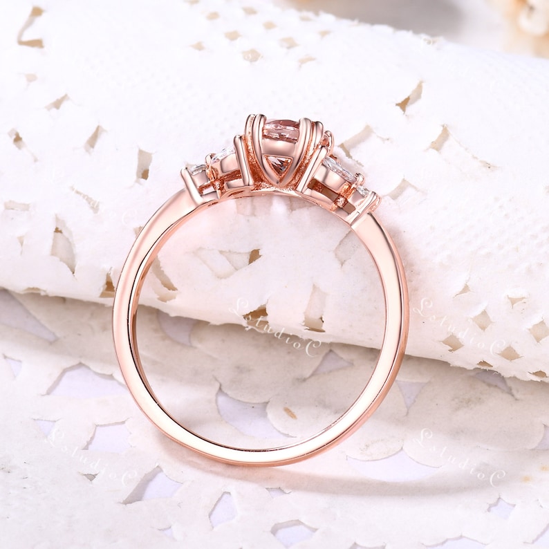 Vintage Pink Morganite Engagement Ring 14k Rose Gold Marquise - Etsy
