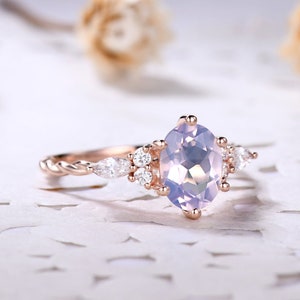 Vintage Oval Cut Lavender Amethyst Engagement Ring Marquise Cluster ...