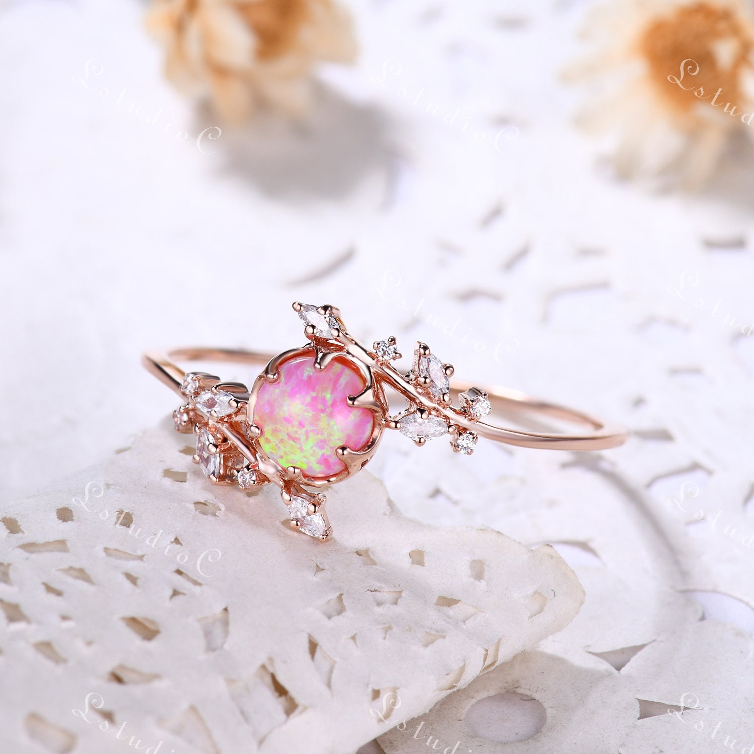 Vintage Pink Opal Ring