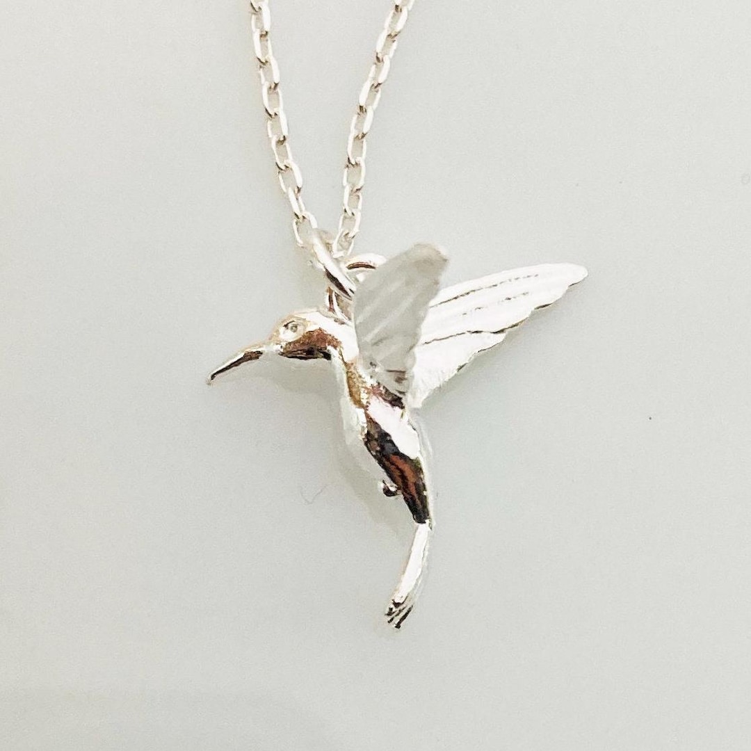 Hummingbird Necklace, Silver Hummingbird Pendant, Colibri Necklace ...