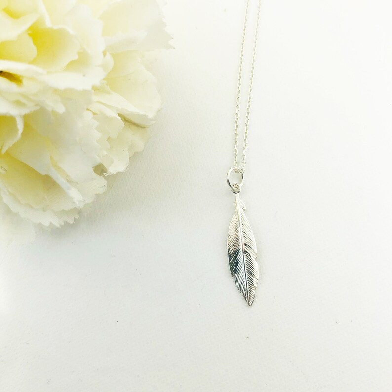 Silver Feather Necklace Dainty Feather Jewelry Simple - Etsy