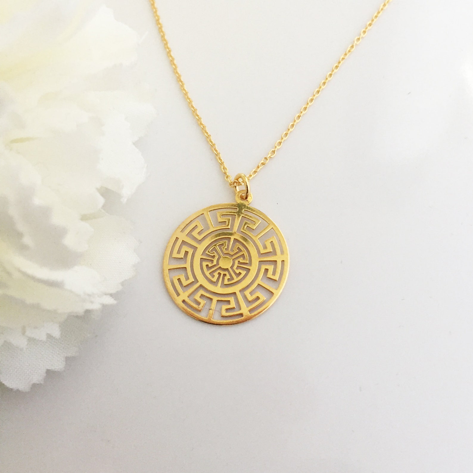 GREEK Necklace Gold Meander Necklace Greek Key Pattern - Etsy