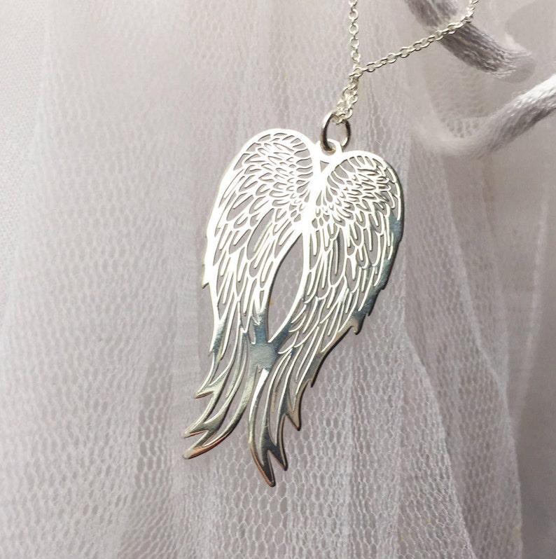 ANGEL WINGS Necklace Filigree Wings Pendant Large Angel - Etsy