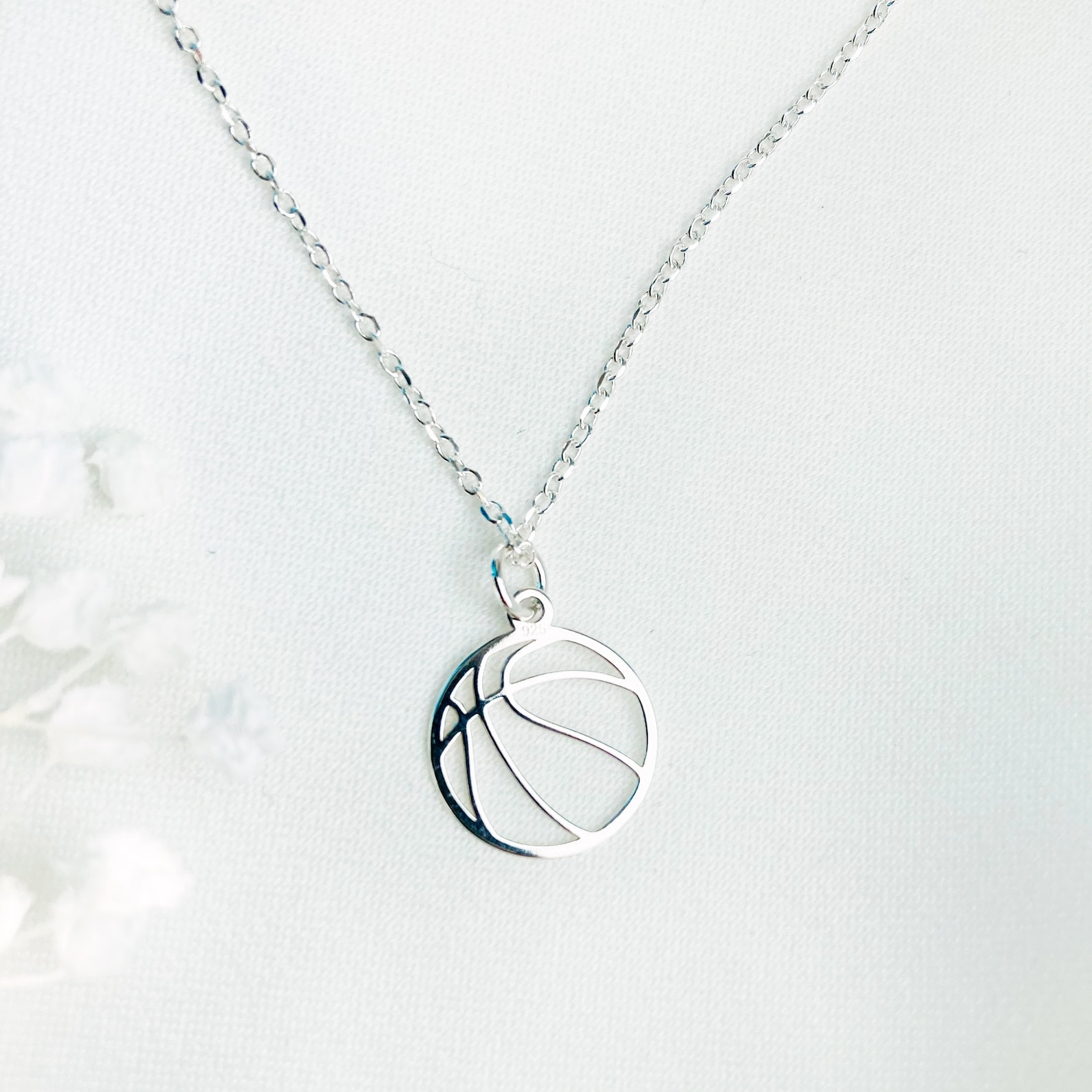 BASKETBALL NECKLACE Silver Basketball Pendant Sports Ball - Etsy