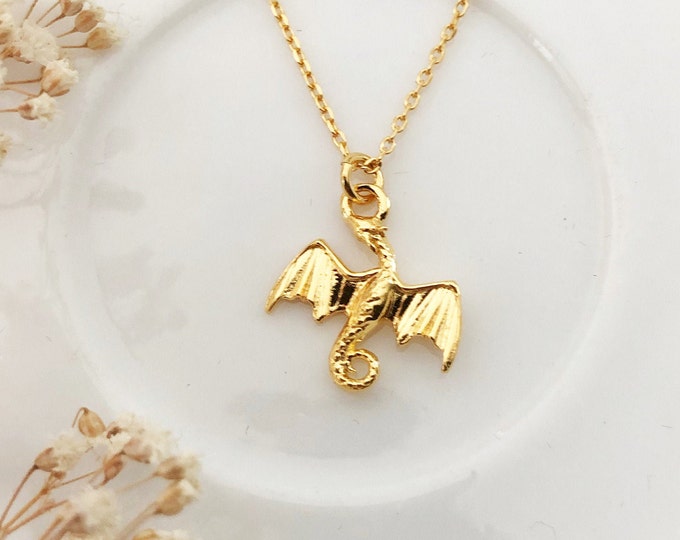 TINY DRAGON Necklace Dragon Pendant Gold Dragon Jewelry | Etsy