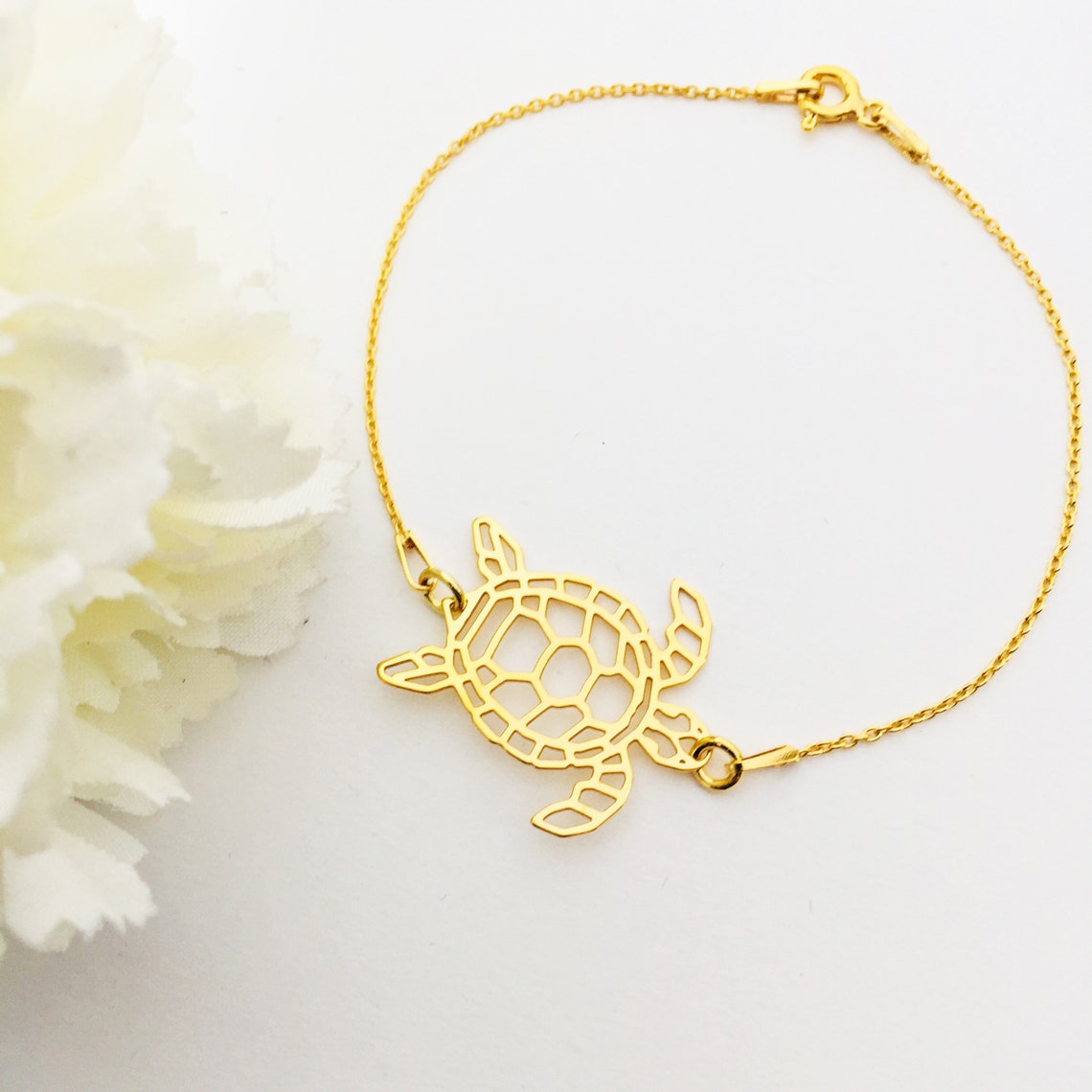 Gold Turtle Bracelet Origami Turtle Charm Cute Geometric - Etsy