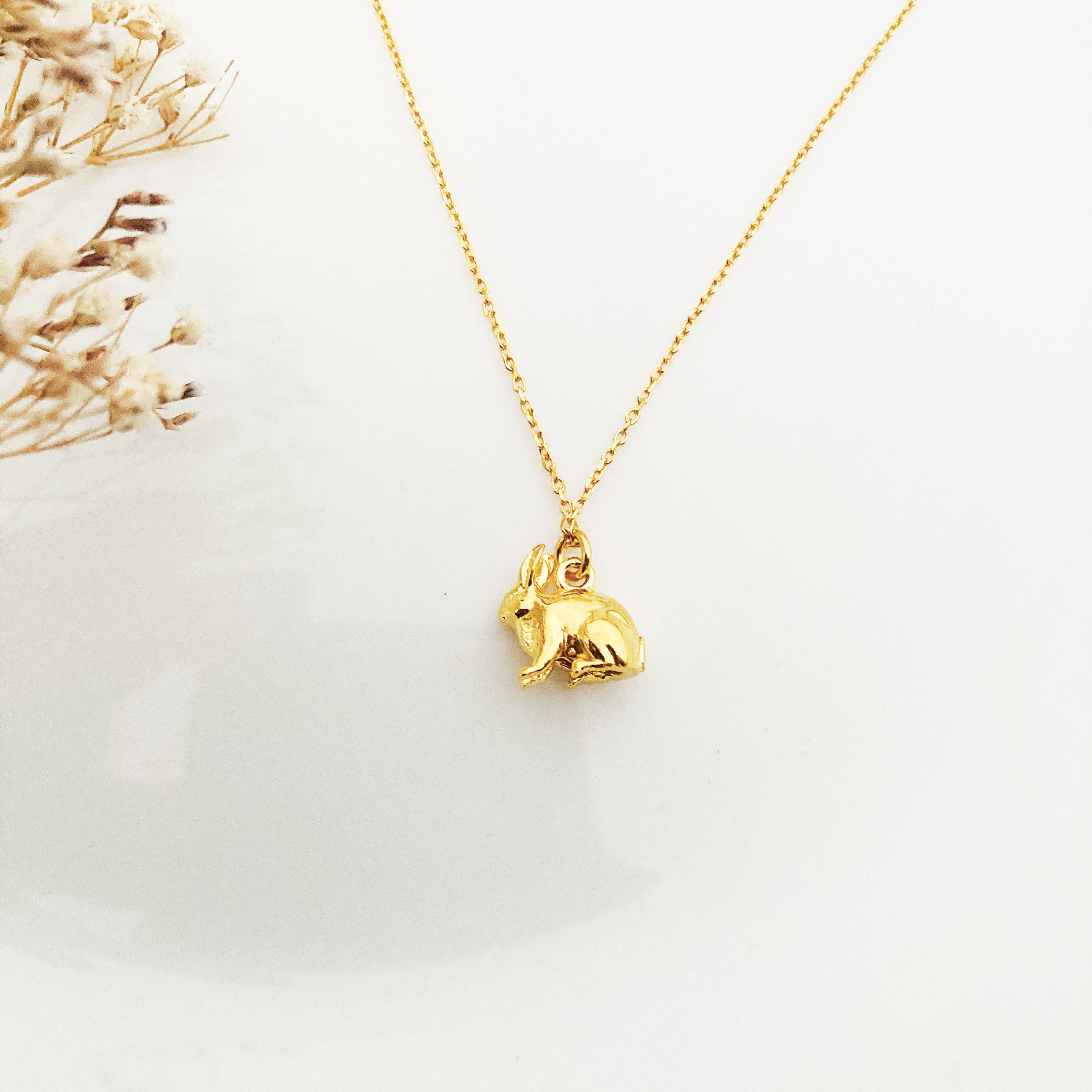 Personalised Gold Bunny Necklace Tiny Rabbit Charm Necklace | Etsy