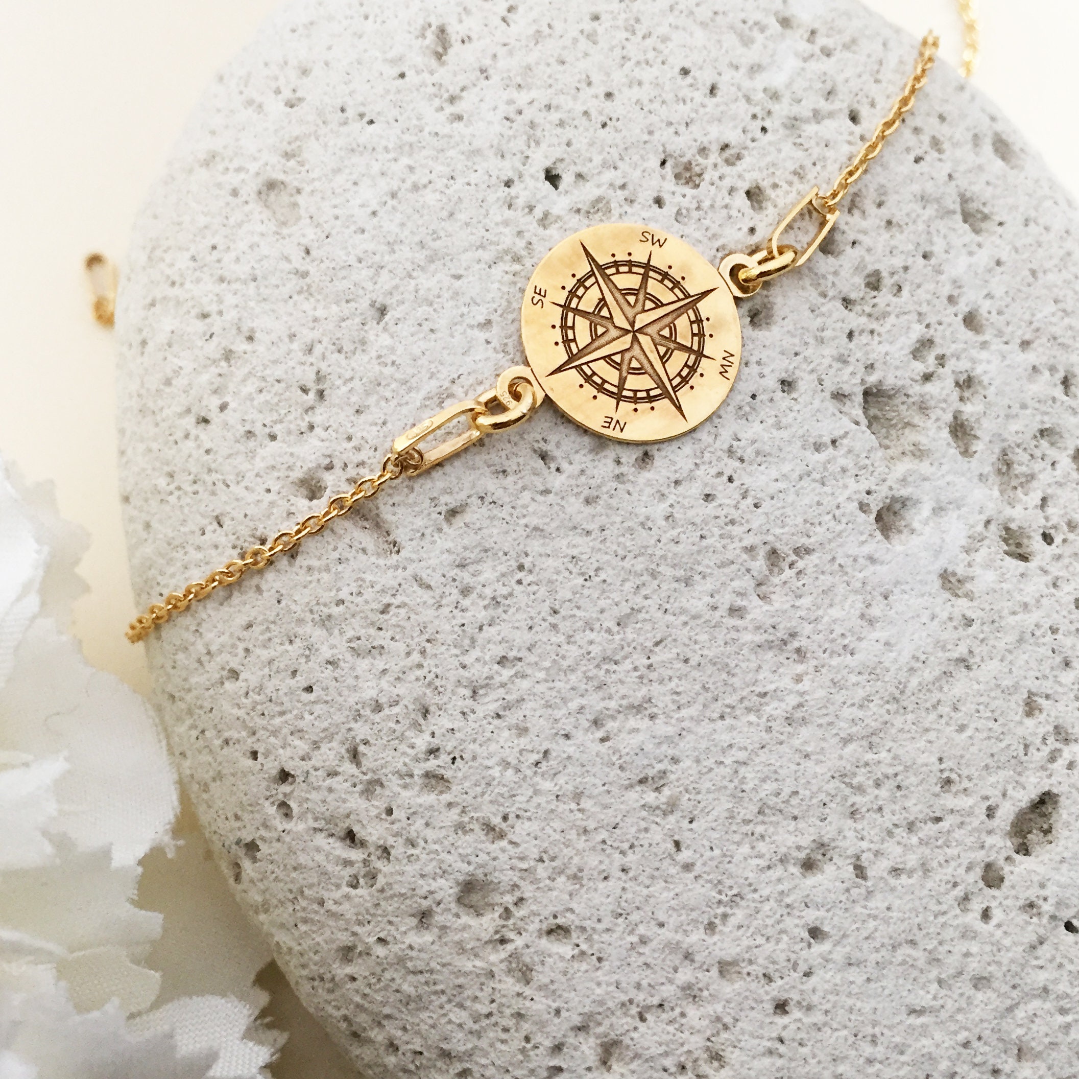 GOLD COMPASS Bracelet, Graduation Gifts, Message for BFF Friend ...