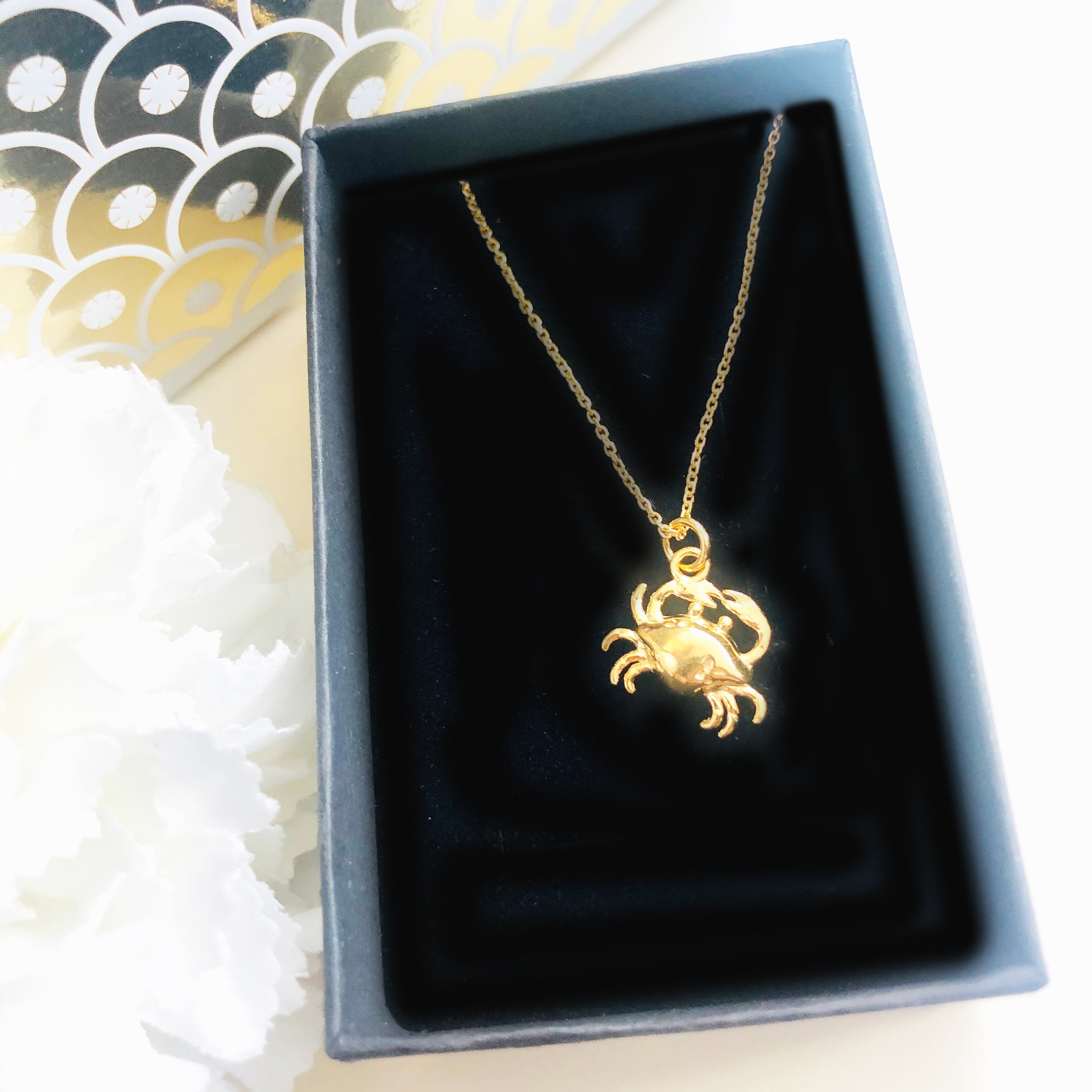 Crab Necklace, Tiny Gold Plated Crab Charm, Sea Lover Gift Summer ...