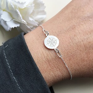 Compass Bracelet, Sterling Silver Compass, Globetrotter Gift, Travel ...