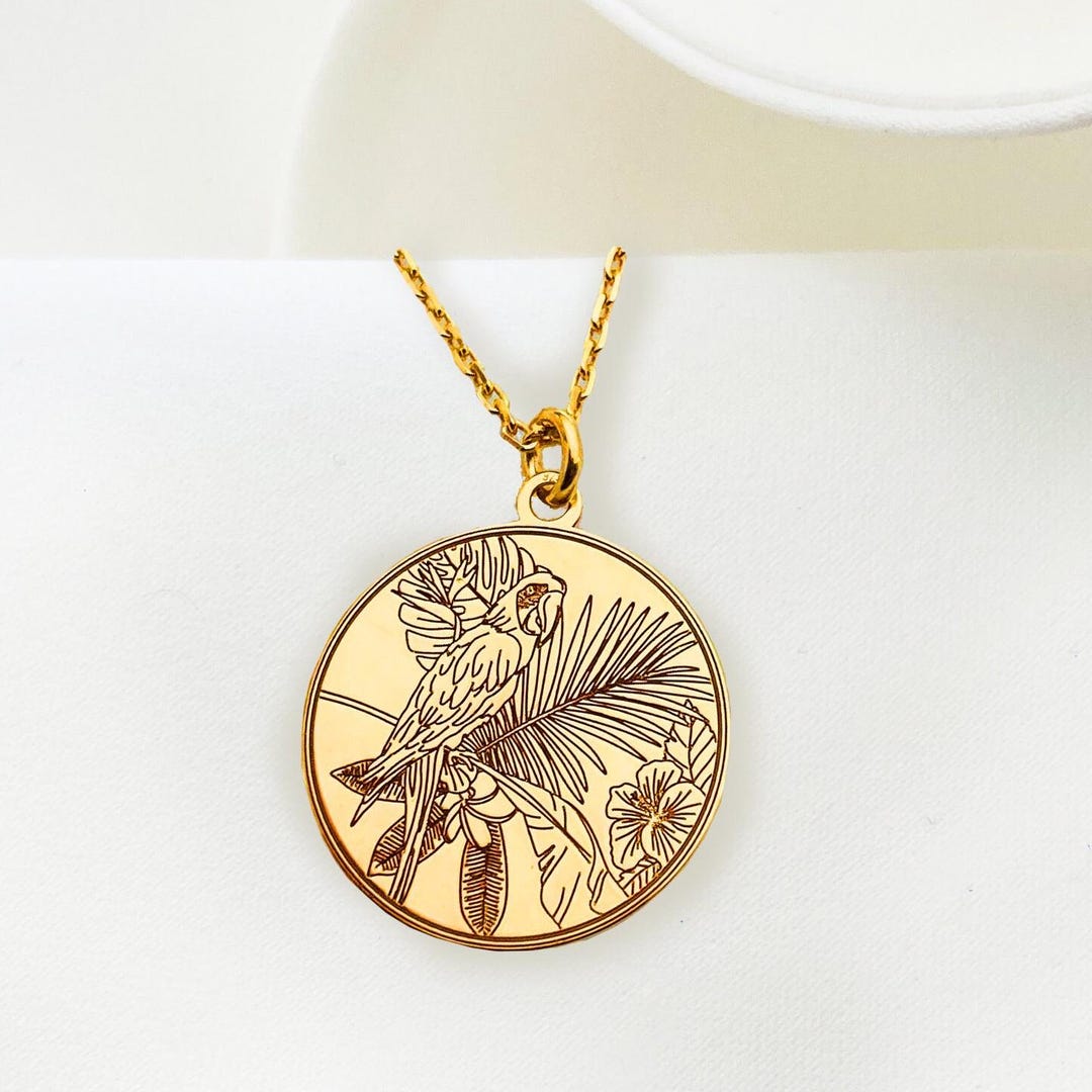 Parrot Necklace, Gold Plated Parrot Pendant, Bird Necklace , Animal ...