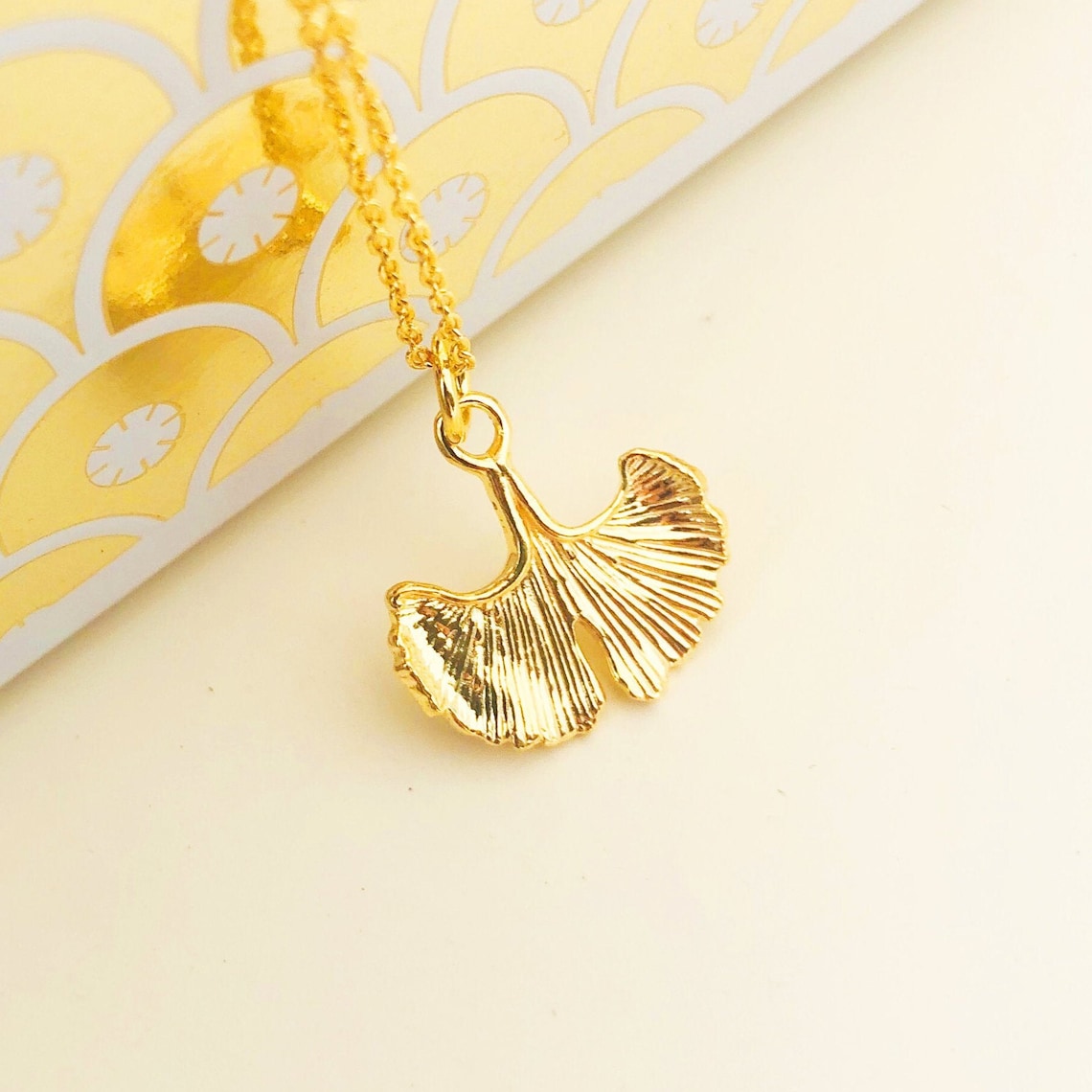 Gold GINGKO NECKLACE, Ginko LEAF, Layering Ginkgo Charm, Leaf Jewelry ...