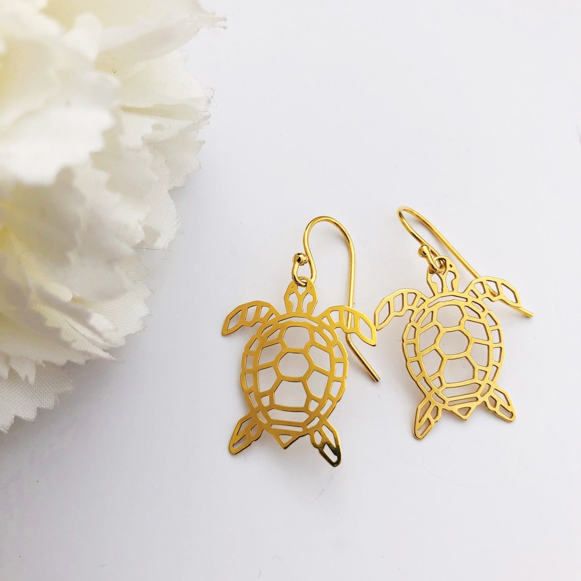 Gold Turtle Earrings Origami Turtle Charms Geometric - Etsy