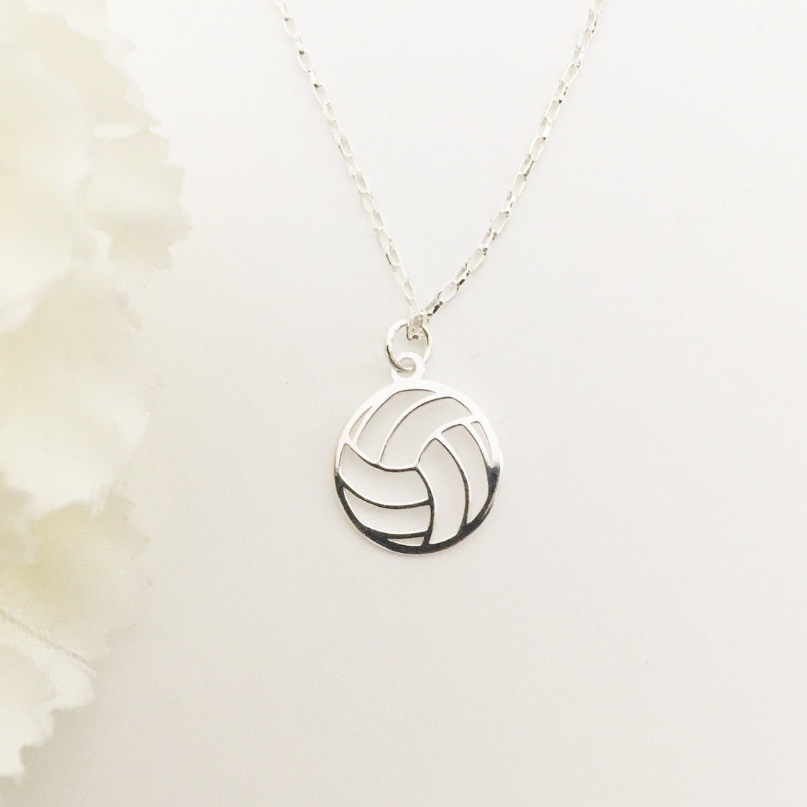Silver VOLLEYBALL NECKLACE Silver Ball Pendant Sports | Etsy