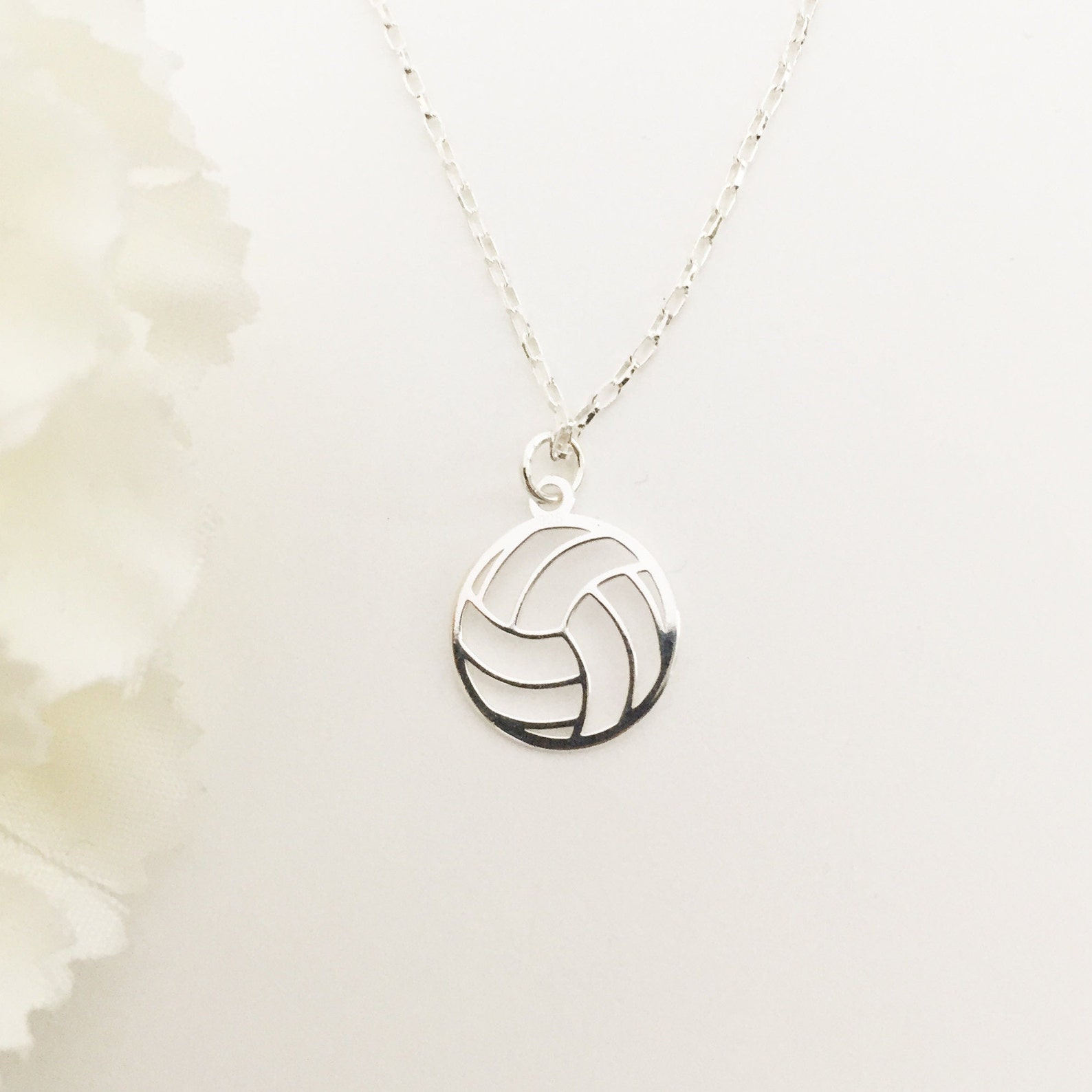 Silver VOLLEYBALL NECKLACE Silver Ball Pendant Sports | Etsy