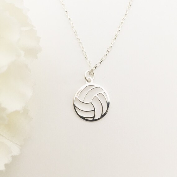 Silver VOLLEYBALL NECKLACE Silver Ball Pendant Sports | Etsy