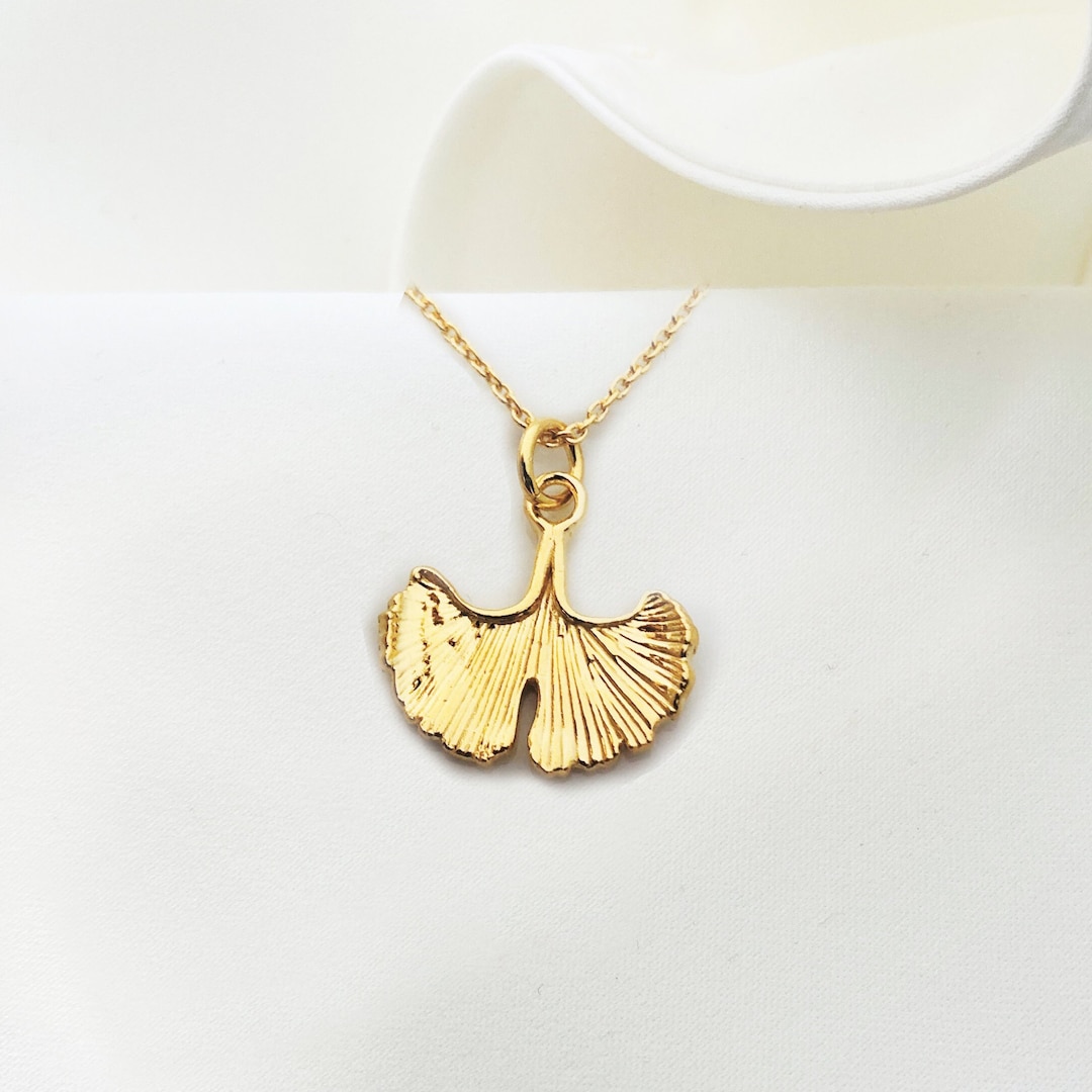 Gold GINGKO NECKLACE, Ginko LEAF, Layering Ginkgo Charm, Leaf Jewelry ...