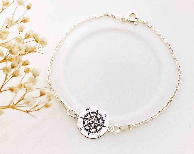 Compass Bracelet, Sterling Silver Compass, Globetrotter Gift, Travel ...