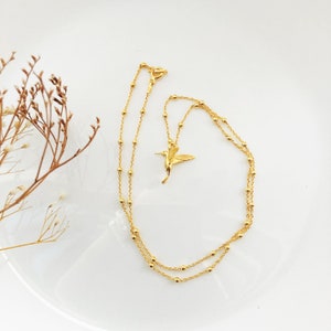 Hummingbird Necklace, Gold Hummingbird Pendant 24k Gold Plated, Colibri ...