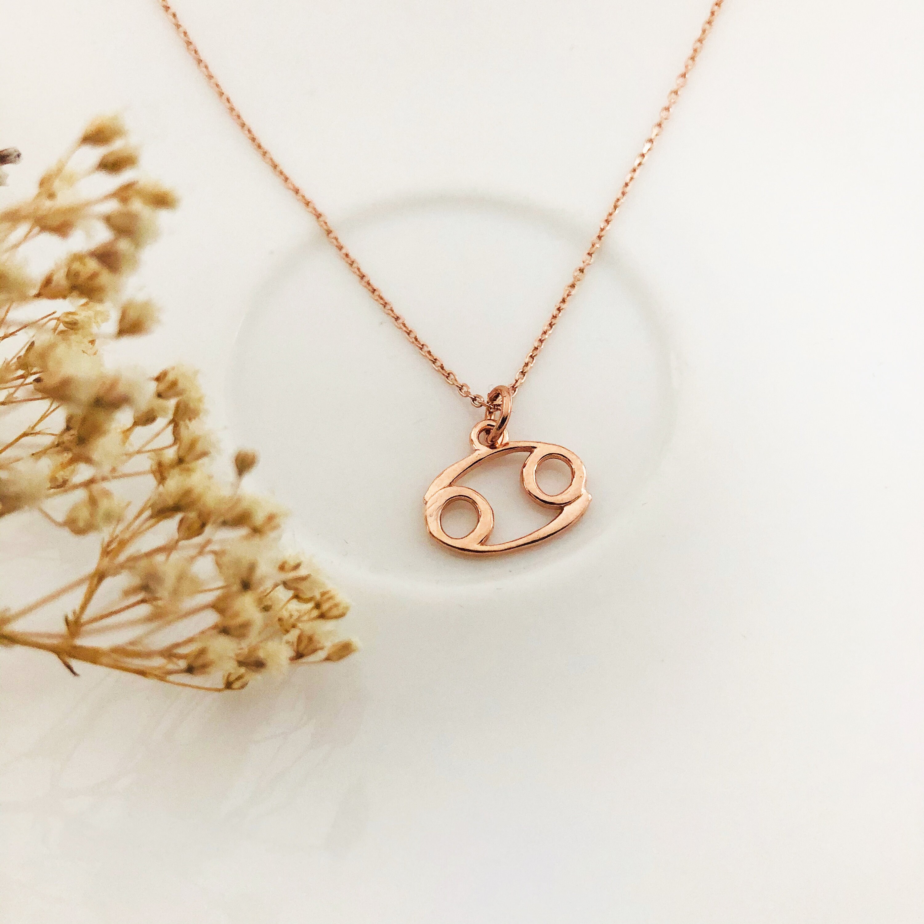 Pink CANCER Necklace Cancer Pendant Star Sign Necklace | Etsy