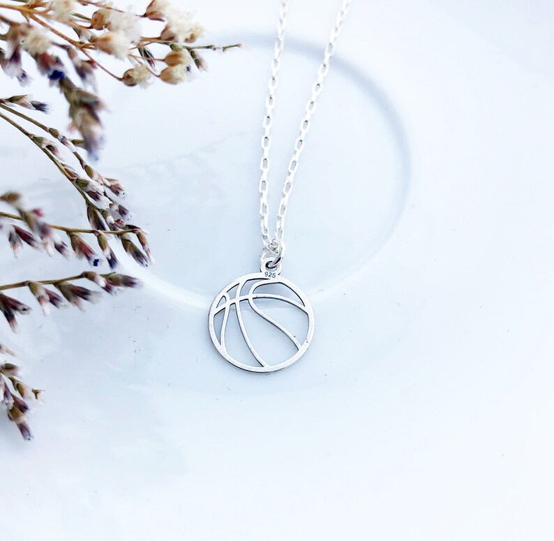BASKETBALL NECKLACE Silver Basketball Pendant Sports Ball - Etsy