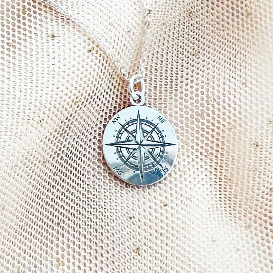 COMPASS Necklace, Sterling Silver Sun Compass, Globetrotter Necklace ...