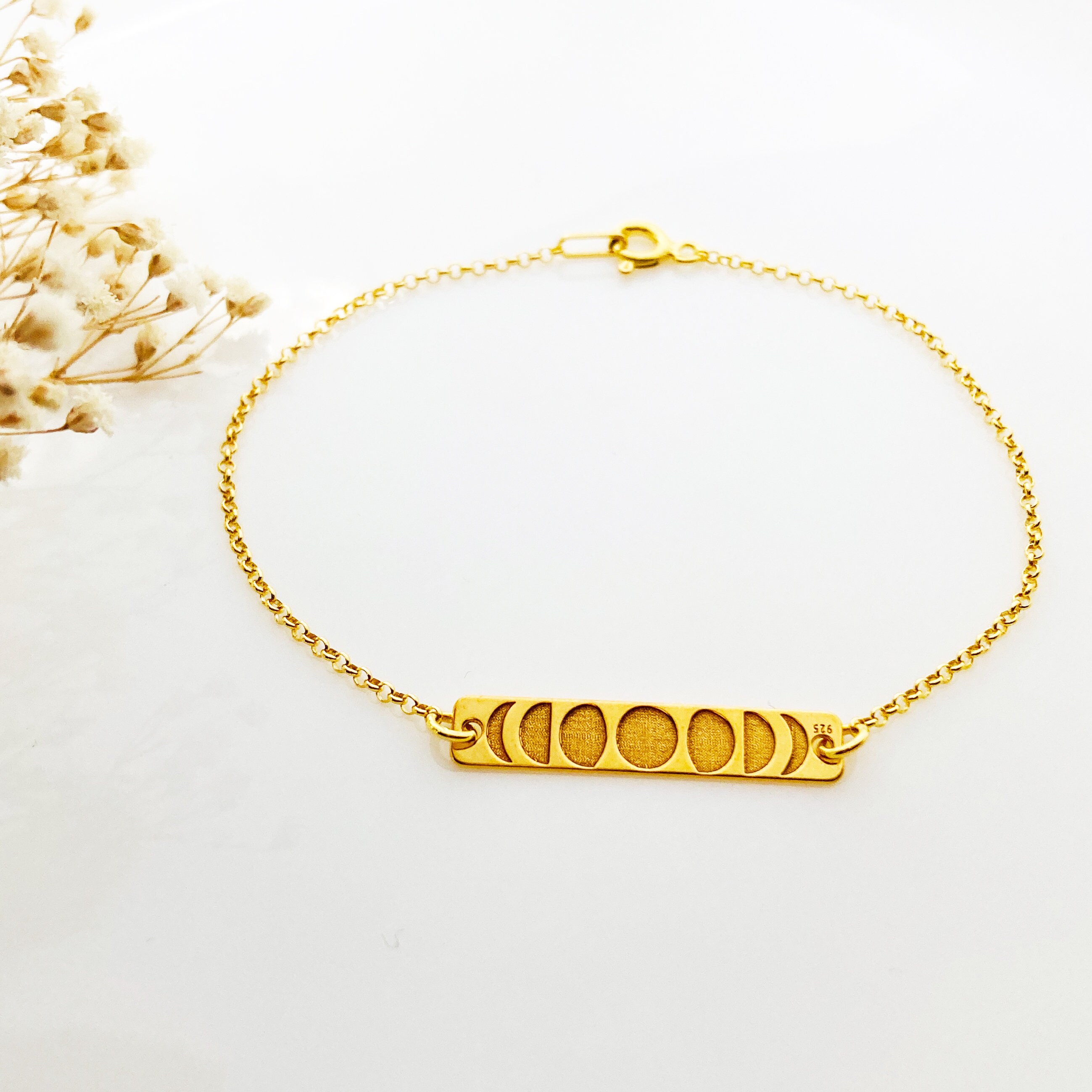 Lunar Phases Bracelet Gold Moon Bracelet Lunar Cycle - Etsy