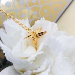 Hummingbird Necklace, Gold Hummingbird Pendant 24k Gold Plated, Colibri ...
