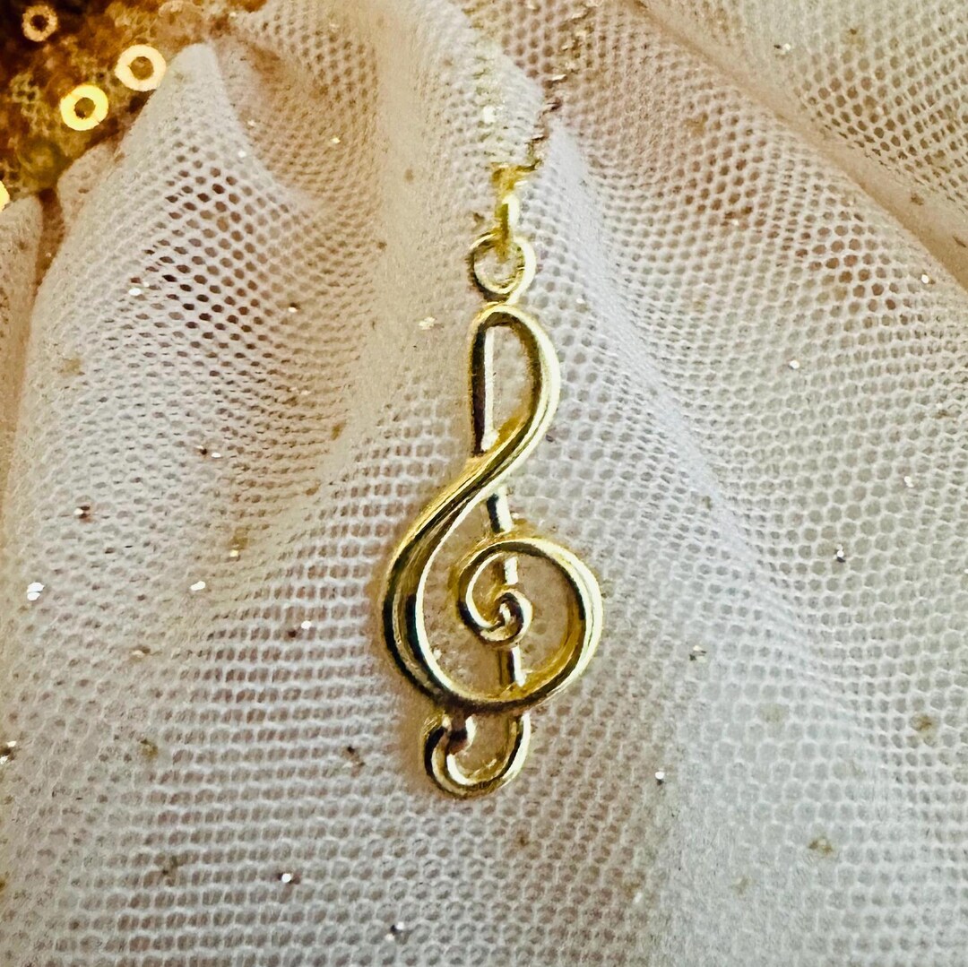 Gold Treble Clef Necklace, Treble Clef Pendant , Music Necklace , Music ...