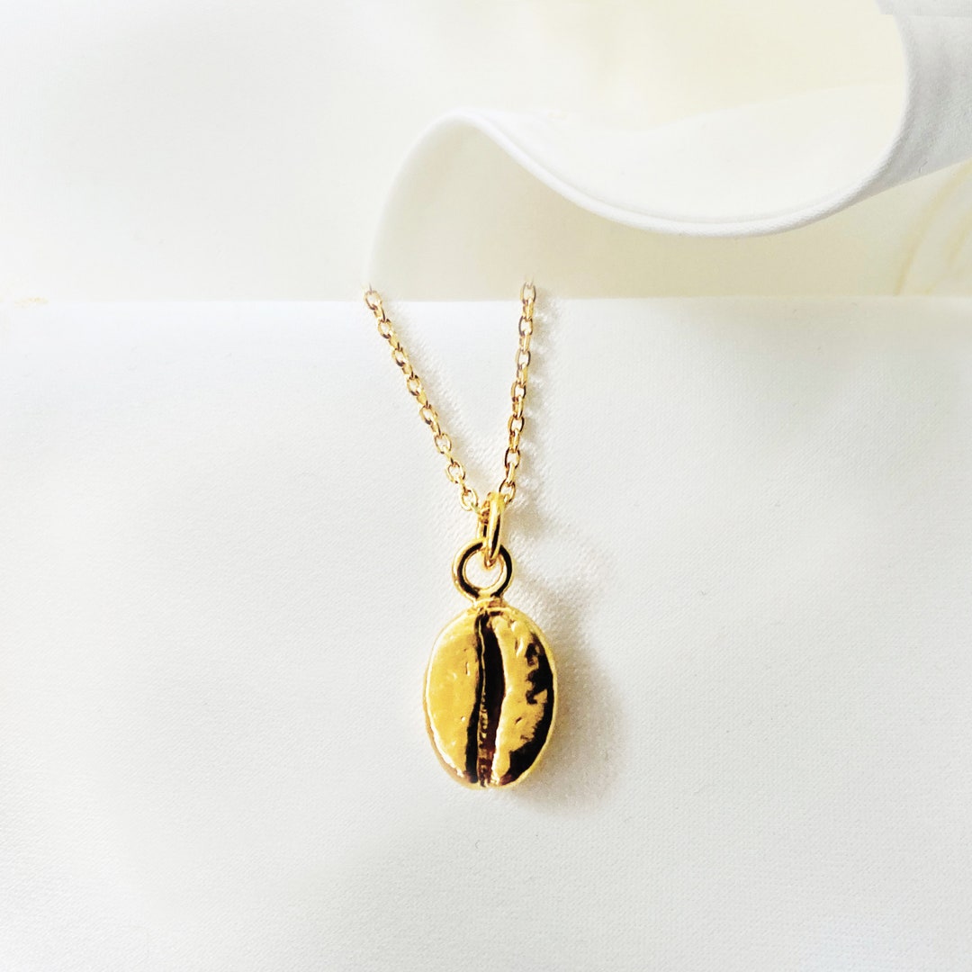 Coffee Necklace, Dainty Gold Coffee Bean Necklace, Jewelry for Coffee ...