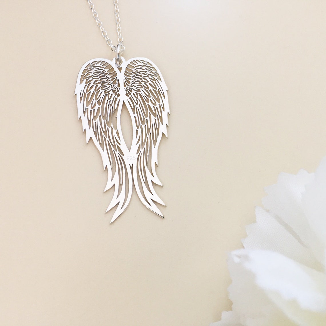 ANGEL WINGS Necklace Filigree Wings Pendant Large Angel | Etsy