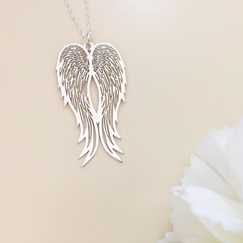 ANGEL WINGS Necklace Filigree Wings Pendant Large Angel - Etsy