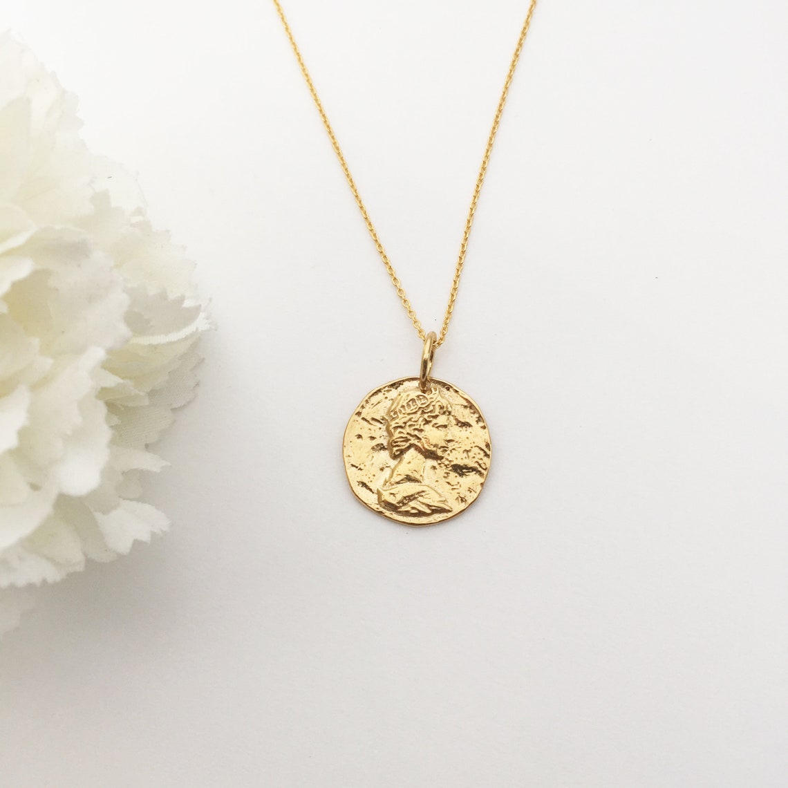 Gold Coin Medallion Necklace Disc Necklace With Women Face - Etsy