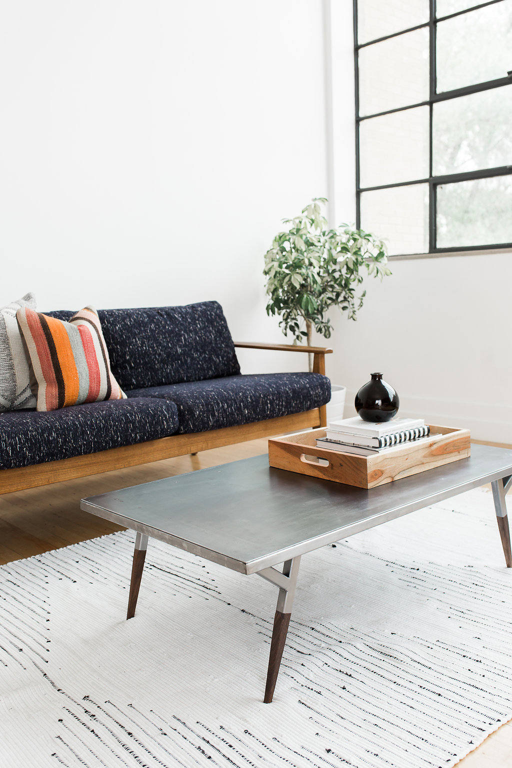 Industrial Metal Mid Century Modern Coffee Living Room Furniture Table Small Steel Wood Walnut Oak Handmade Handcrafted Etsy