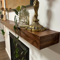 Floating Fireplace Mantel Custom Walnut Floating Mantel - Etsy