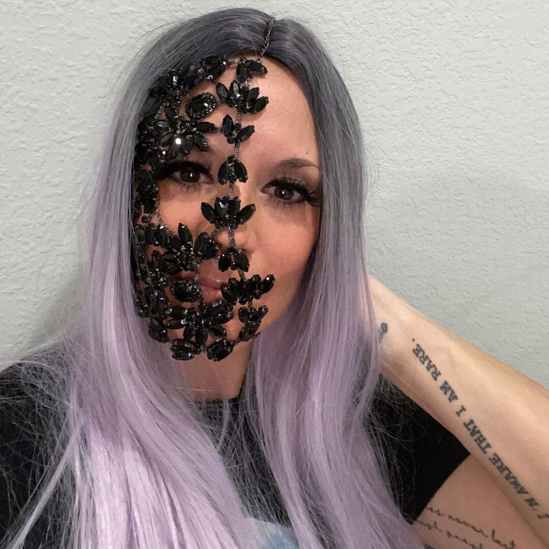 Black Crystal HALF Face Mask-festival Accessories/ Burning Man/ Rave ...
