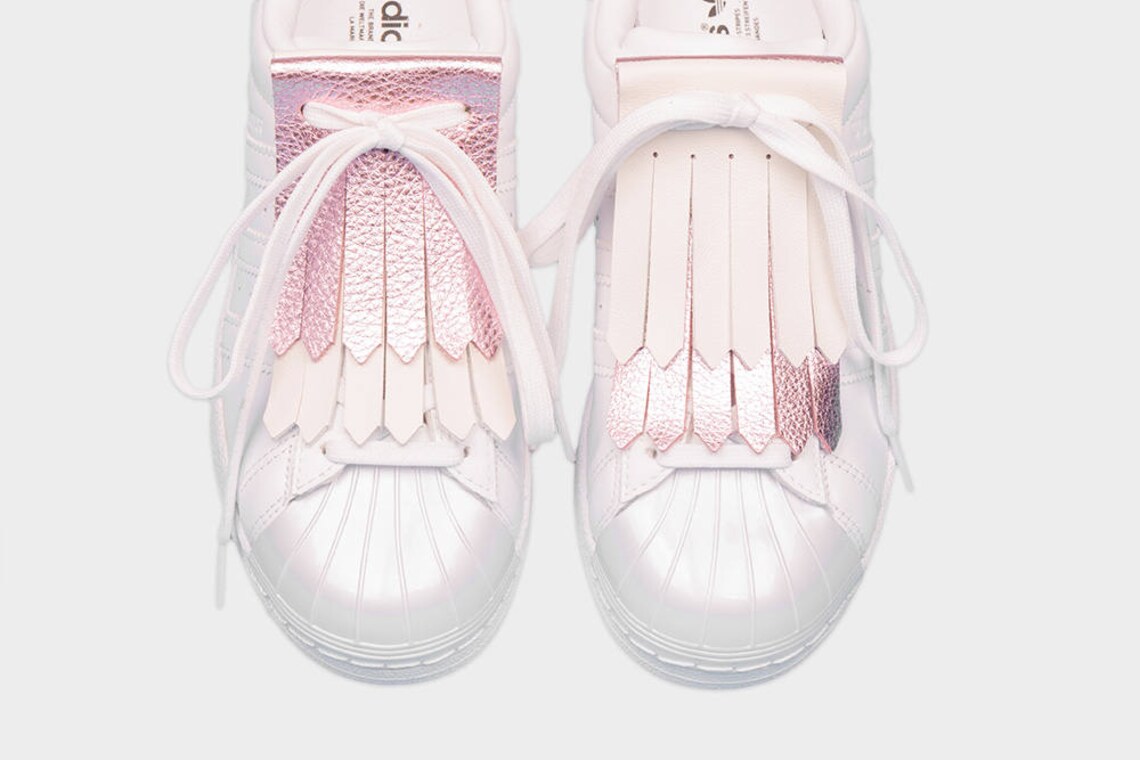 Leather Shoe Kilties FRINGE PINK METALLIC - Etsy