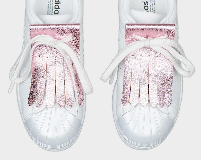Leather Shoe Kilties FRINGE PINK METALLIC - Etsy