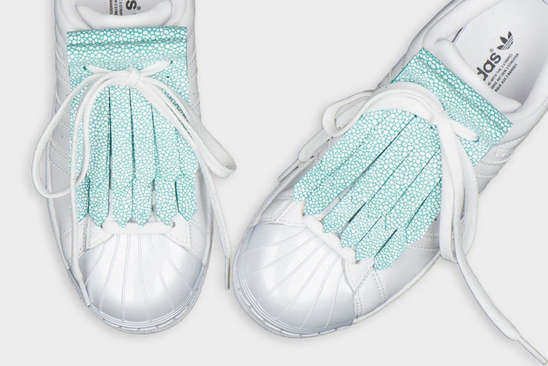 Leather Shoe Kilties FRINGE Turquoise STINGRAY - Etsy