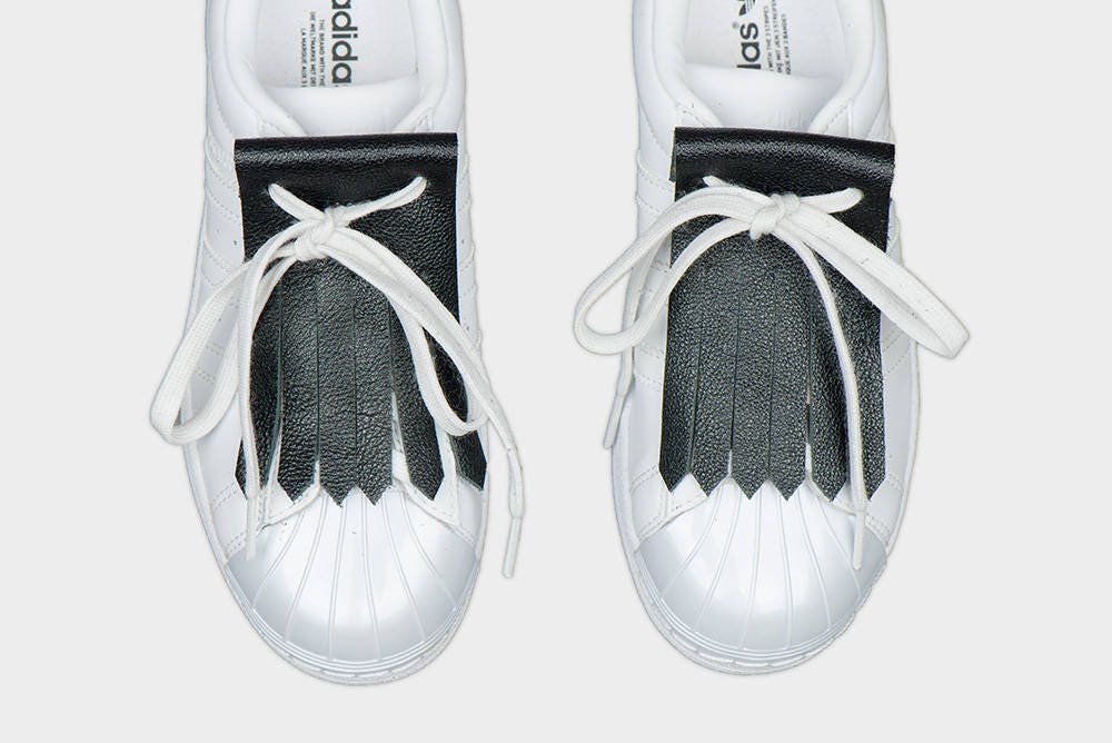 Leather Shoe Kilties FRINGE BLACK - Etsy