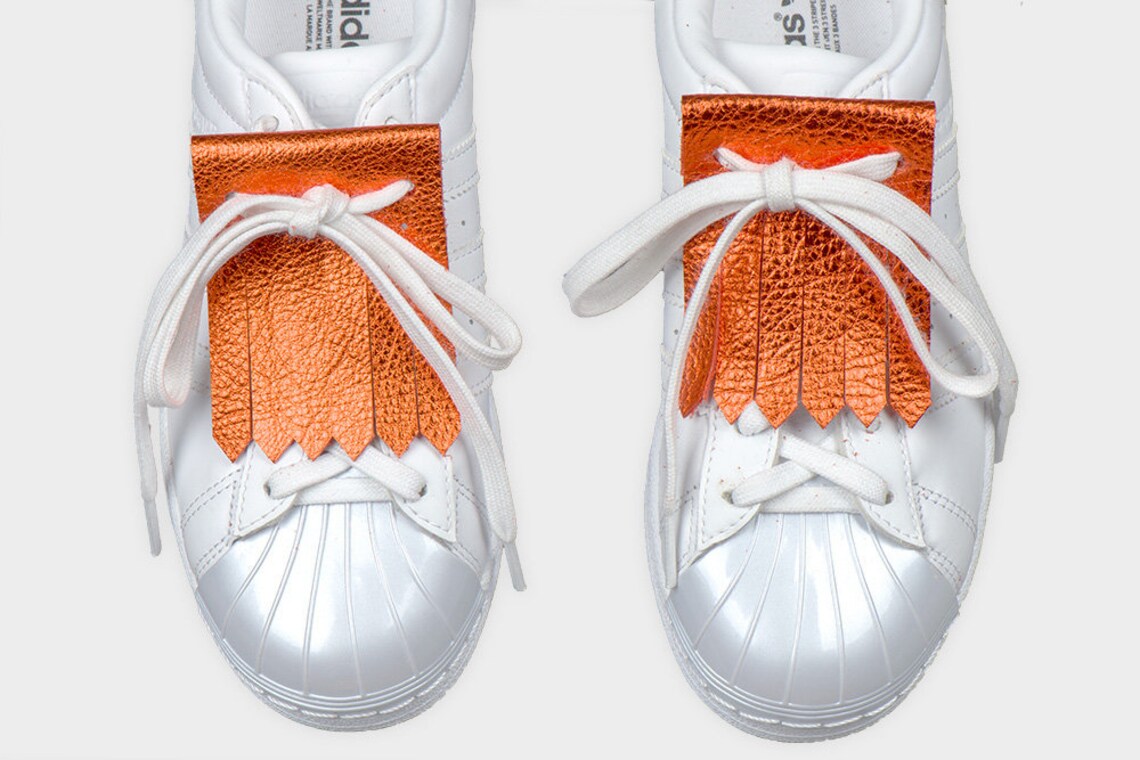 Leather Shoe Kilties FRINGE ORANGE - Etsy