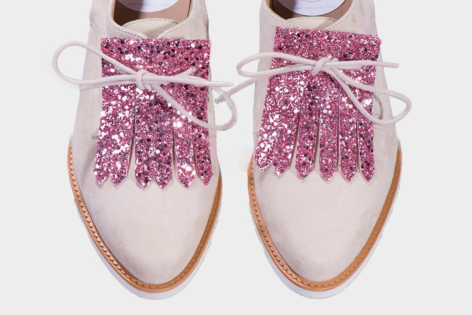 Leather Shoe Accessories Kilties FRINGE GLITTER PINK - Etsy