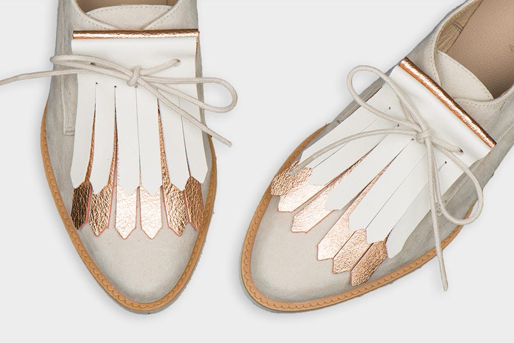 Leather Shoe Kilties FRINGE ROSEGOLD - Etsy