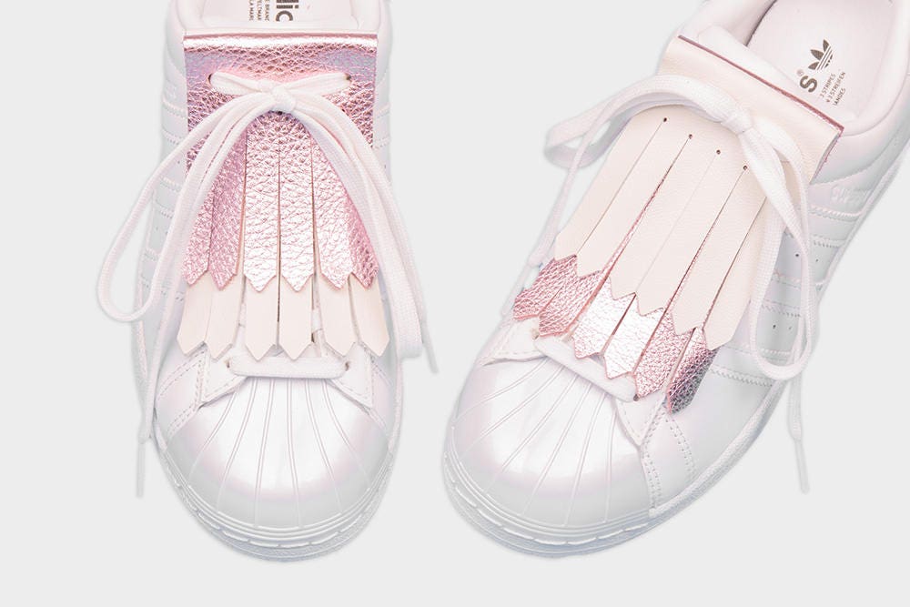 Leather Shoe Kilties FRINGE PINK METALLIC - Etsy