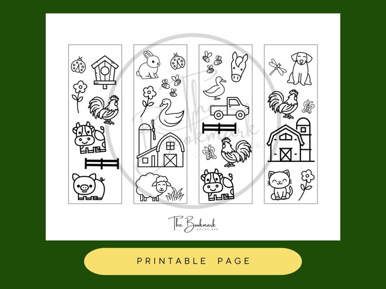 Farm Animals | Coloring Bookmarks, Cute Farm Animals Coloring Bookmarks ...