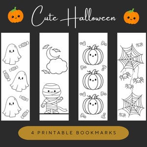 Cute Halloween Coloring Bookmarks for Kids, Halloween Coloring ...