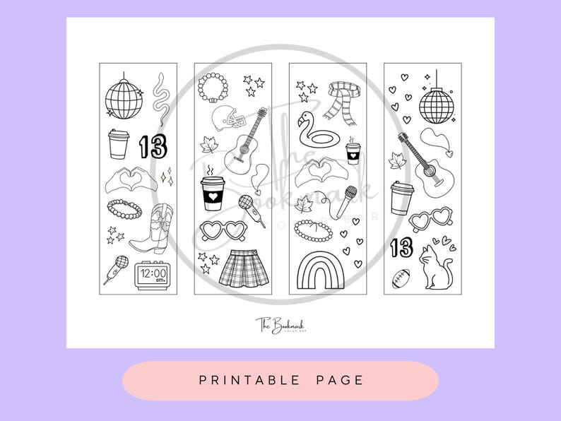 Taylor Swift Coloring Bookmarks | Eras Tour Party Favors (printable) - Etsy