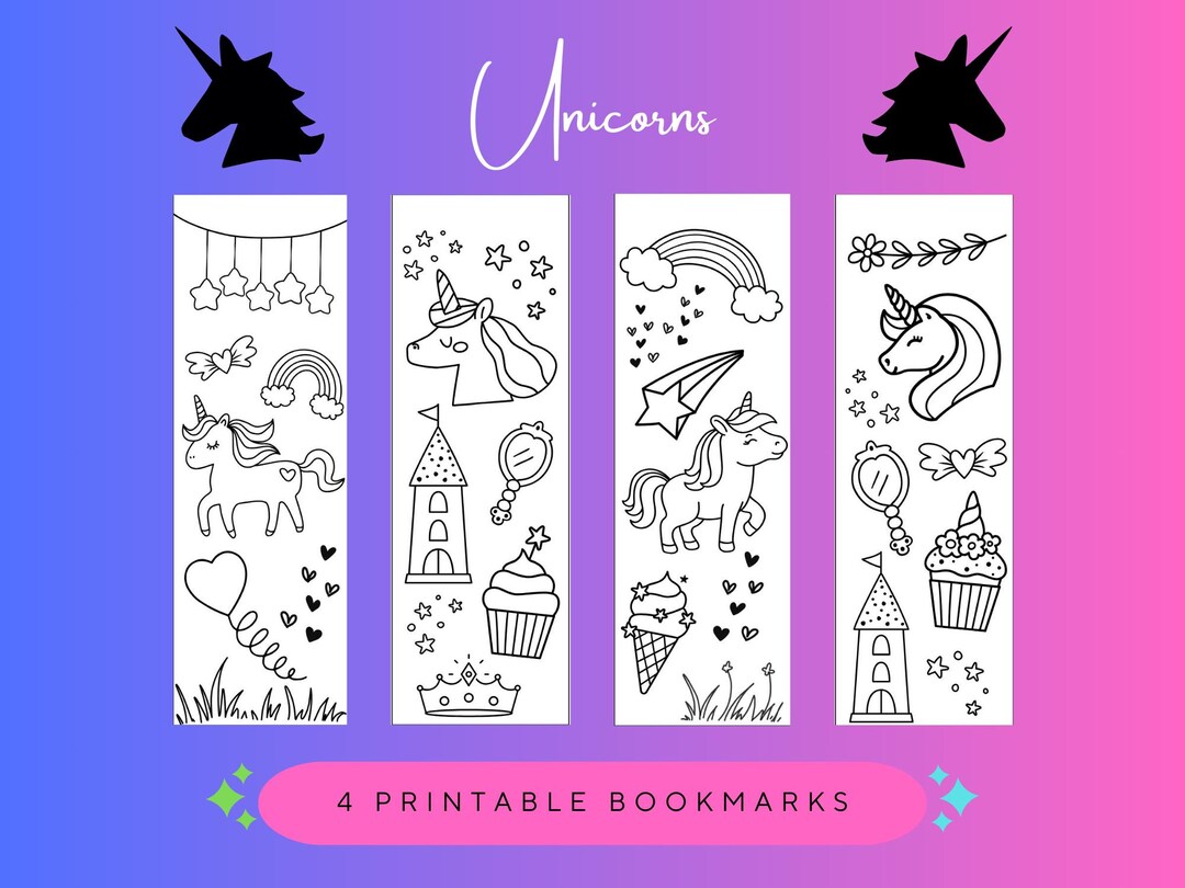 Unicorns | Coloring Bookmarks, Printable Fantasy Bookmarks for Kids and ...